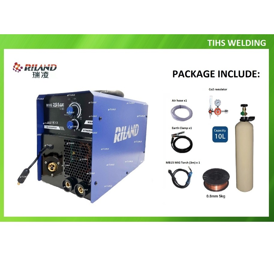 [FULL SET] Riland MIG251GE Welding Machine (3-IN-1) Gas MIG/ Gasless MIG/ MMA Welding Set/MIG ...