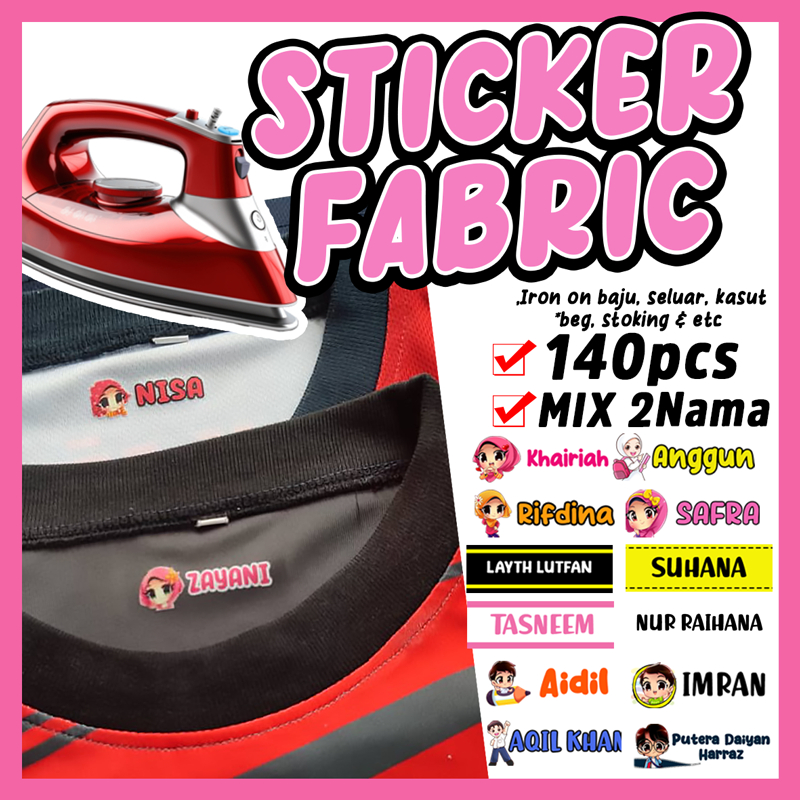 140pcs STICKER IRON ON LABEL, STICKER FABRIC, STICKER BAJU, STICKER ...