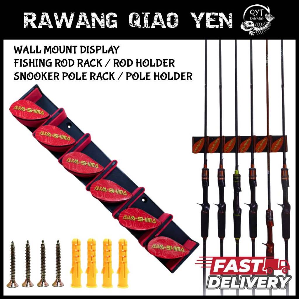 WALL MOUNT FISHING ROD RACK, FISHING ROD HOLDER, SNOOKER POLE RACK ...