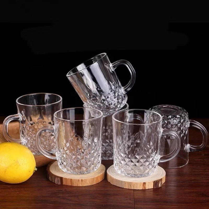 240ml (6pcs/set) Teh Tarik Glass Mug Cup/ Transparent Glass Cup/Coffee ...