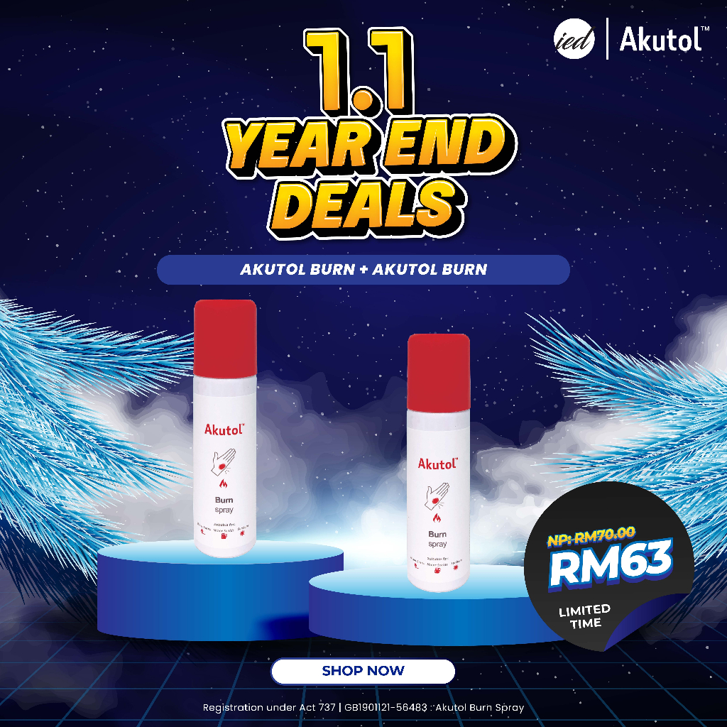 AKUTOL BURN SPRAY Twin Pack x2 (50ml) | Minor Burn Spray Burn Wound ...