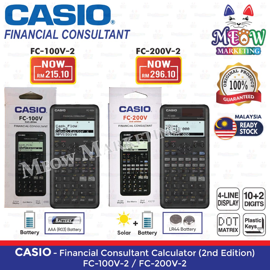 Casio Financial Calculator - FC-100V-2 / FC-200V-2 (Second Edition ...