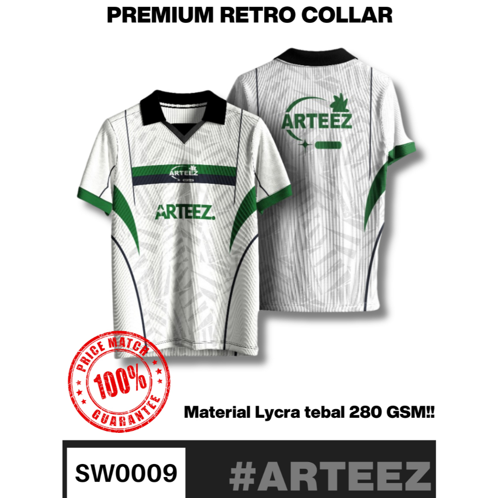 ARTEEZ Premium Quick Dry Retro Collar Unisex 280 gsm Lycra Jersey Sport ...