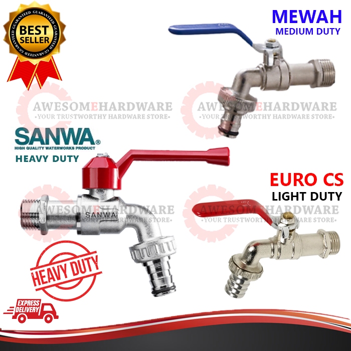 SANWA/MEWAH/EUROCS/CORSA 1/2" OUTDOOR BRASS CHROMED BIB TAP WASHING ...