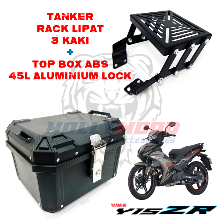 Y15 Y15ZR MONORACK LIPAT JB STYLE + 45L ABS TOP BOX ALUMINIUM LOCK ...