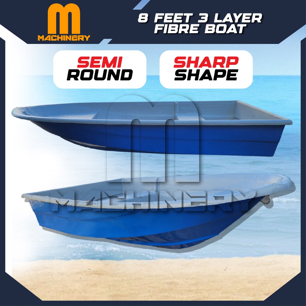 M.Machinery 8 Feet 3 Layer Fibre Boat Semi Round / Sharp Shape (Random ...