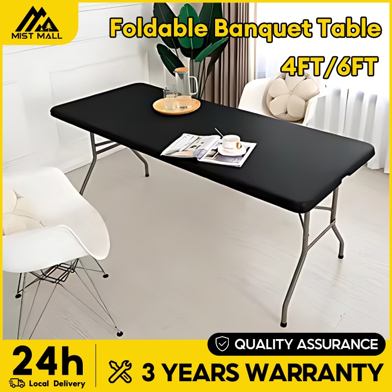 Meja Lipat 4FT 6FT Foldable Banquet Table Outdoor Camping Table Event ...