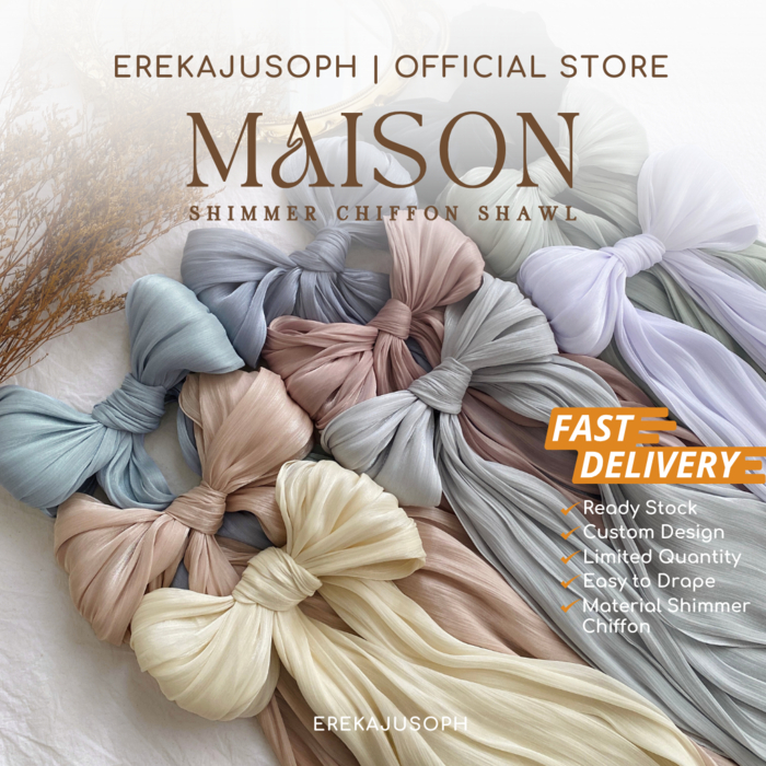 EREKAJUSOPH - MAISON HIGH QUALITY SHIMMER PLAIN SHAWL | END CURVE 1.9M ...