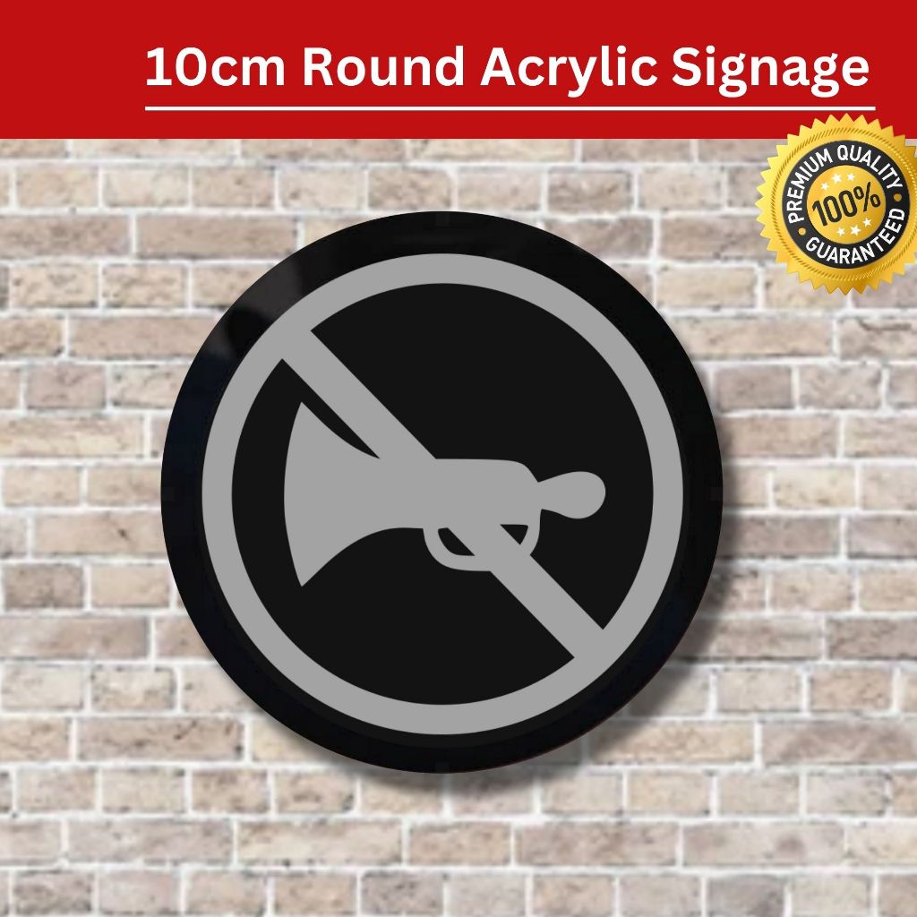 Do not Horn Signage - 10 cm Diameter Signage with Double sided tape ...