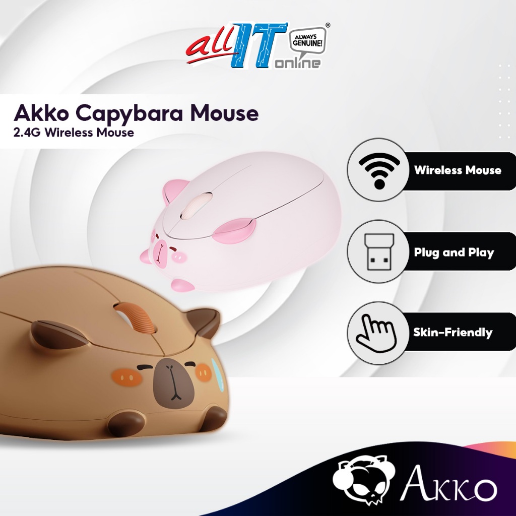 Akko Capybara Mouse with Wireless 2.4G, Plug and Play, Ergonomically ...