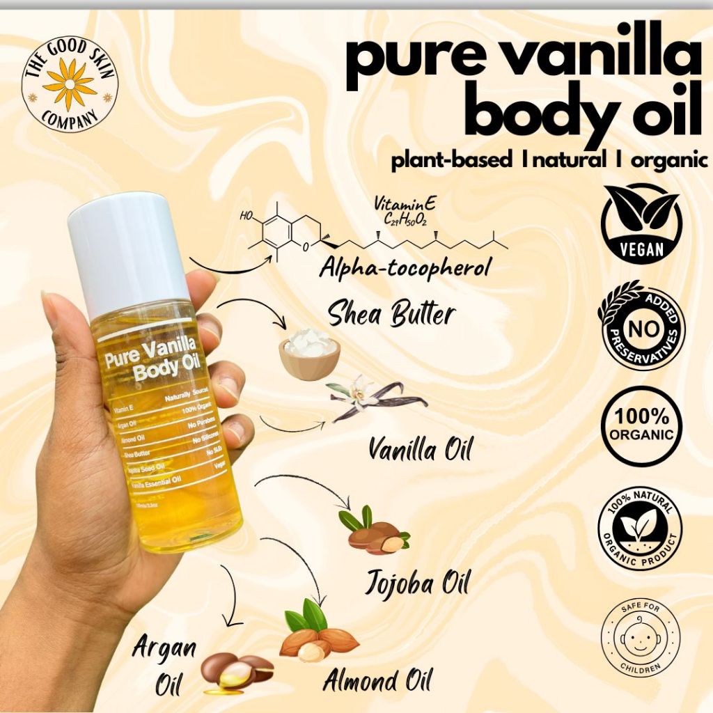 ORGANIC VANILLA BODY OIL 100ML HYDRATING, REPAIRING - WITH ARGAN/JOJOBA ...