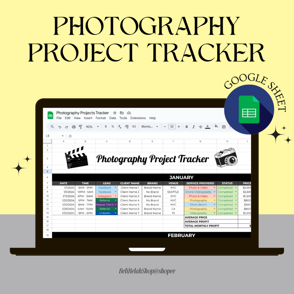 Photography Project Tracker (Google Sheet) | Shopee Malaysia
