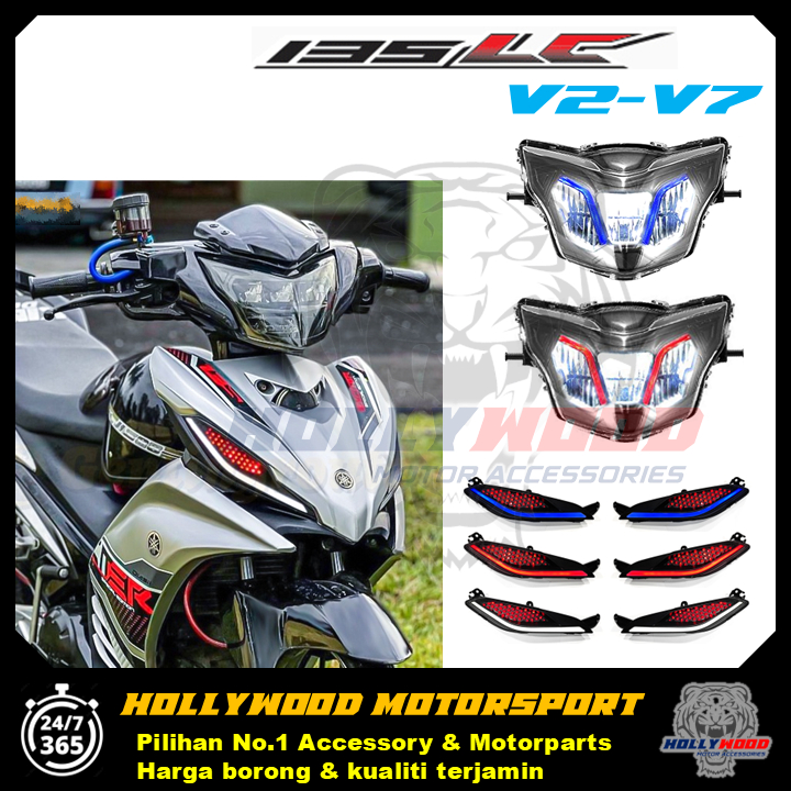 LC135 NEW V2-V7 LED HEAD LIGHT LAMPU DEPAN FAIRING PILOT LIGHT LAMPU MATA GABAN RGB APP CONTROL ...