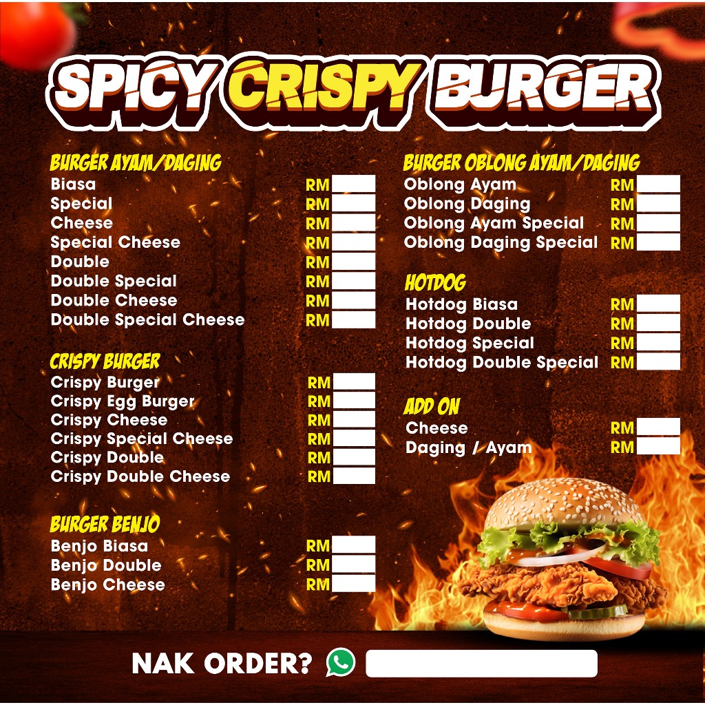 Sticker Cermin Stall Burger (MENU) | Shopee Malaysia
