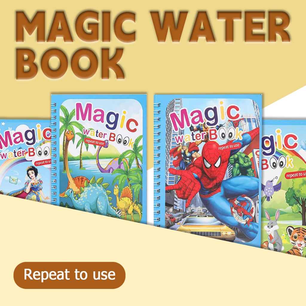 Water Magic Book Pen Kids Drawing Colouring Buku Lukisan Air book ...