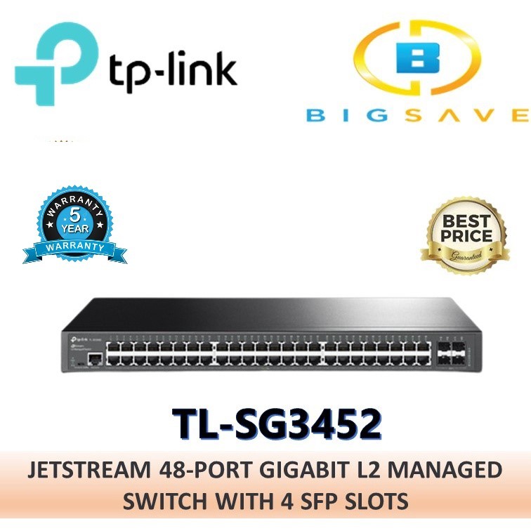 TP-LINK TL-SG3452 JETSTREAM™ 48PORT GIGABIT L2 MANAGED SWITCH WITH 4 ...