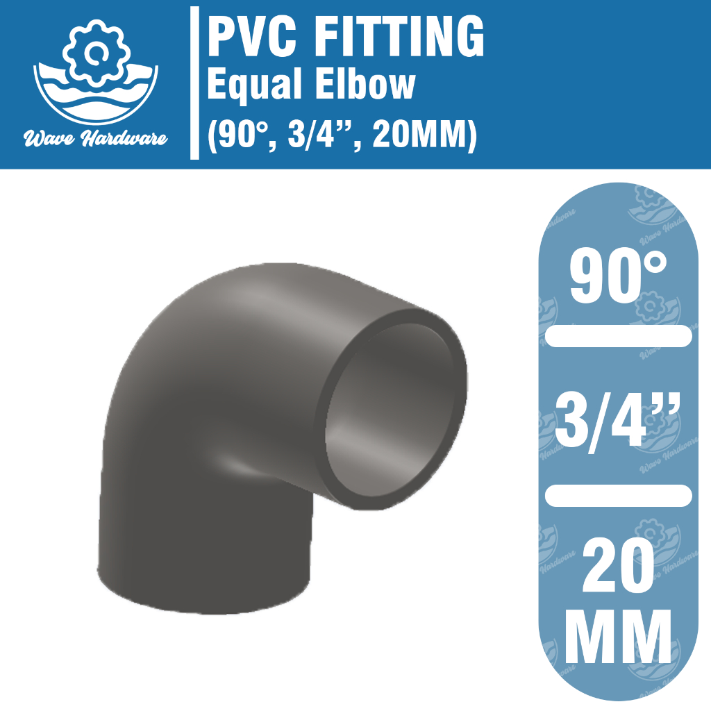 PVC PIPE FITTING / PAIP PVC Equal Elbow / PVC Elbow (90deg, 20mm [3/4Inch]) | Shopee Malaysia