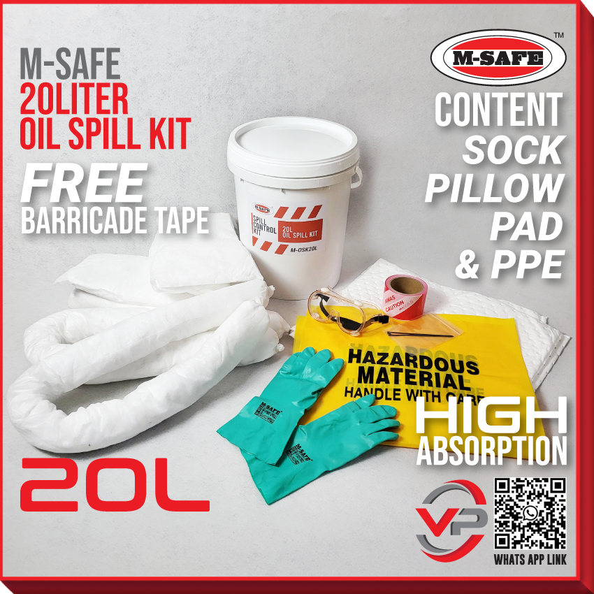 M-SAFE 20LITER OIL SPILL KIT SET MODEL M-OSK20L PORTABLE SPILL KIT ...