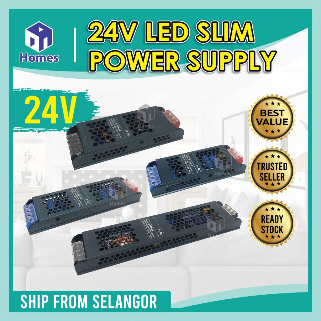 LED Strip Light Power Supply 120W 200W 300W 400w 24V LED Driver Converter Transformer Ultra Thin ...