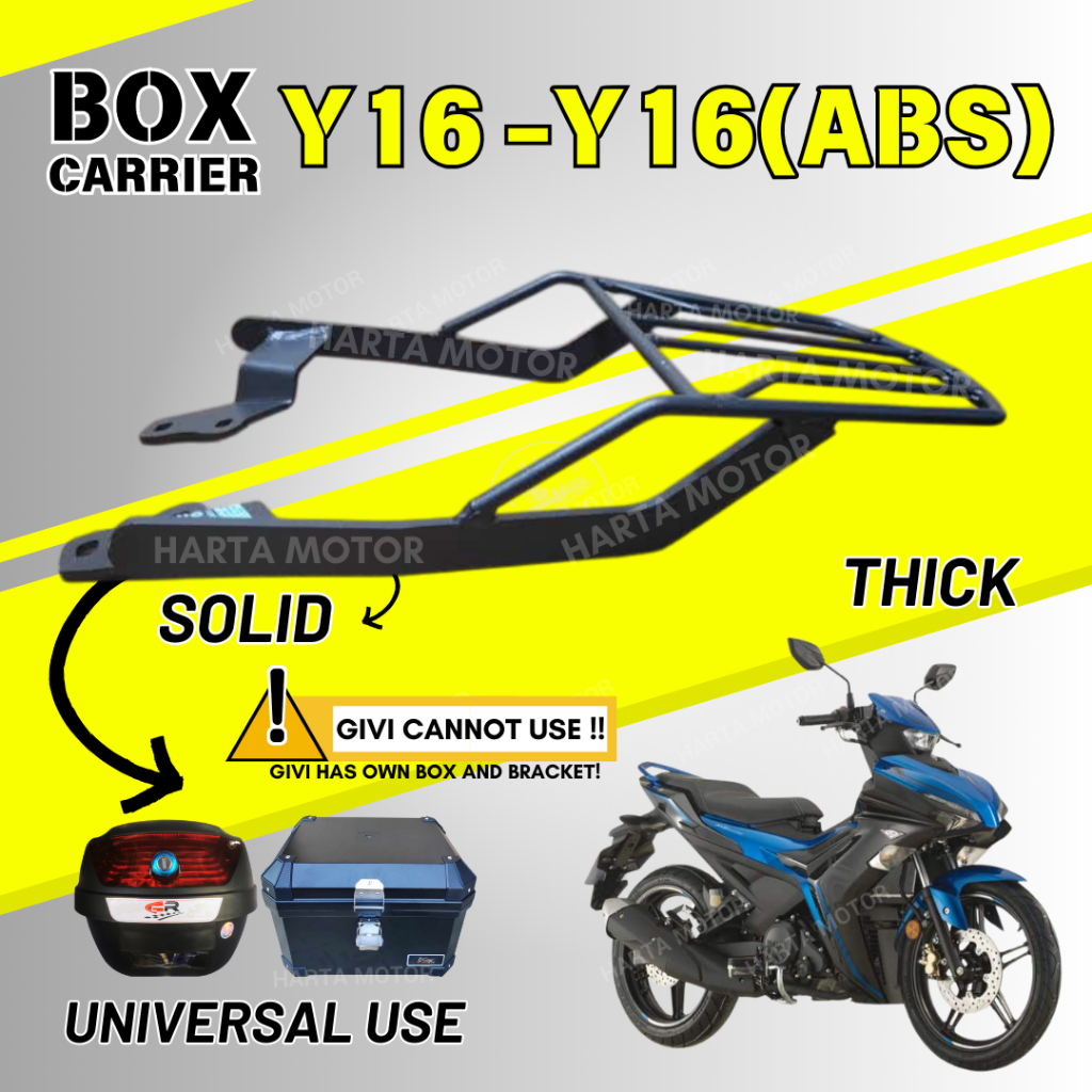 Y16ZR FIRST MODEL REAR BOX MONORACK BOX CARRIER BRACKET KAKI TABAK HEAVY DUTY PVC KOTAK BESI ...