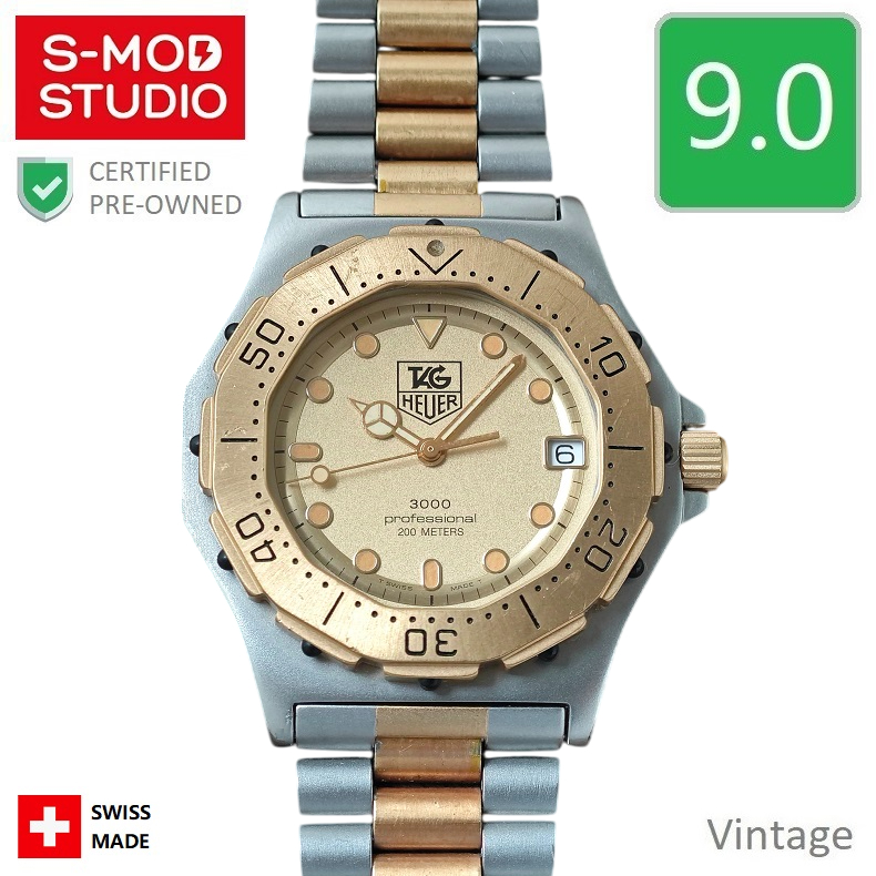 TAG Heuer 3000 Quartz 38mm 935.406 #1 Old Logo 2 Tone Gold Dial Vintage ...