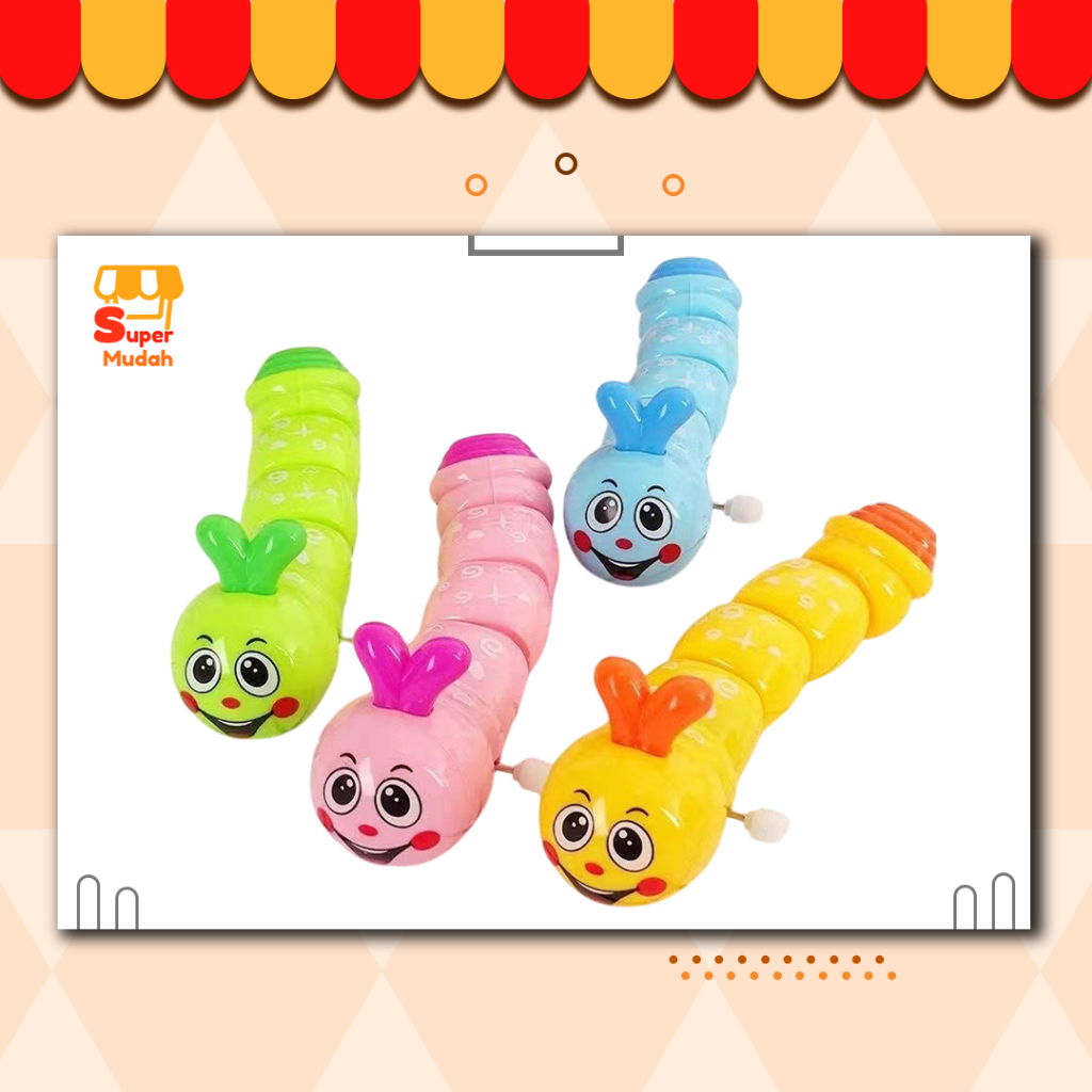 Mainan Serangga Caterpillar Wind-up Penderia Menarik Pelepasan Tekanan ...