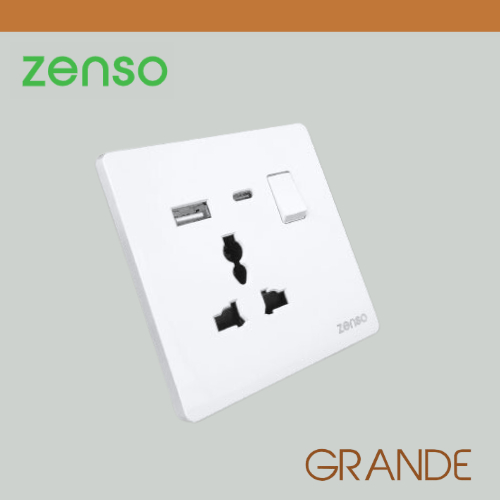 Zenso Grande G3089USB 13A Universal Switched Socket Outlet with Double ...