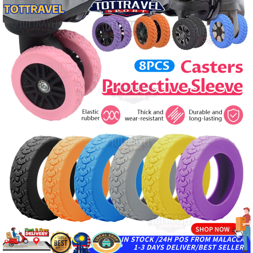 8PCS Suitcase Wheels Protection Cover Silicone Travel Luggage Caster ...