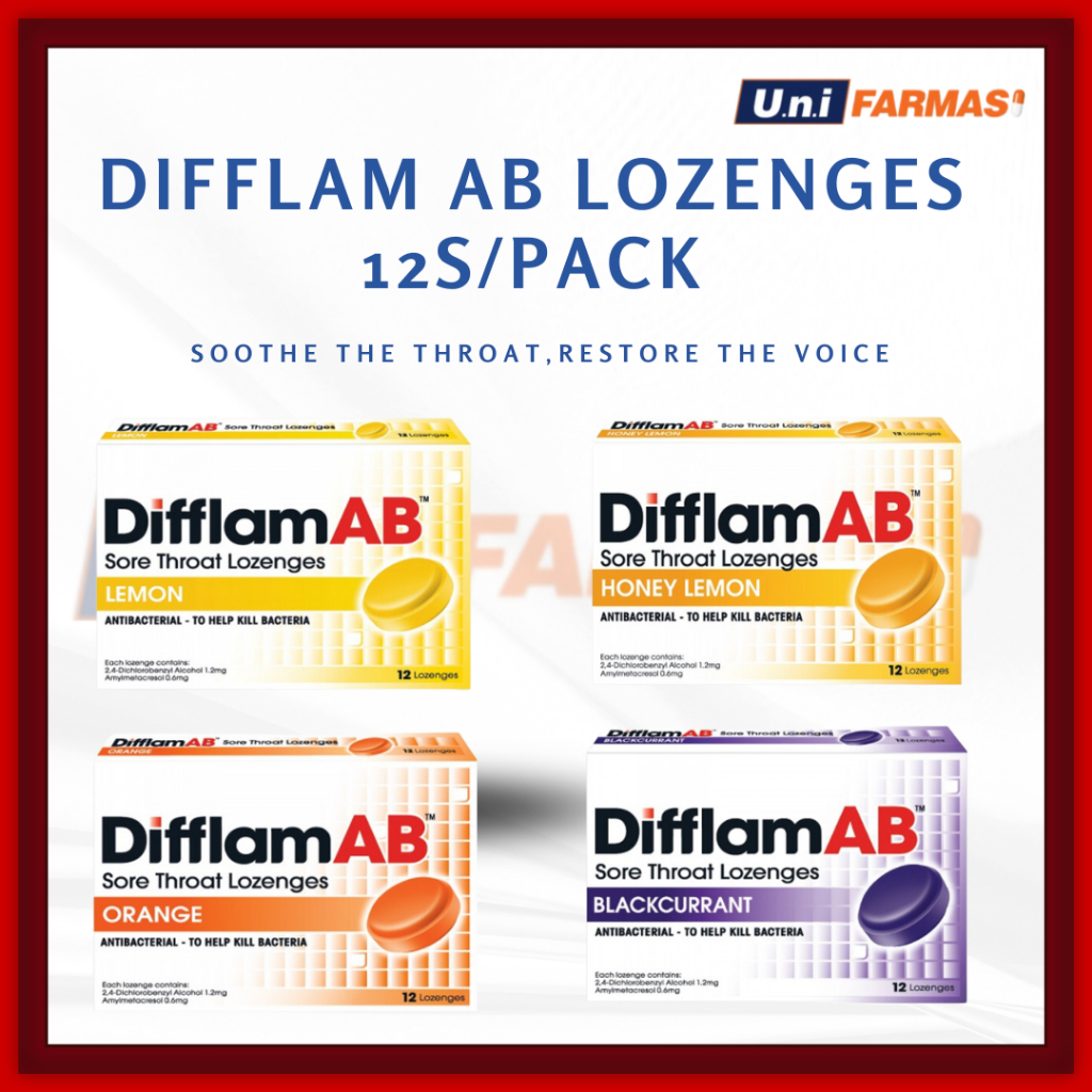 DIFFLAM AB SORE THROAT LOZENGES 12S/PACK | Shopee Malaysia
