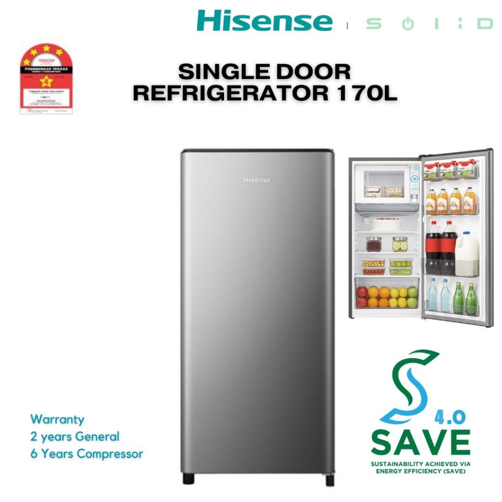 [SABAH ONLY]Hisense Single Door Refrigerator 170L RR197D4AGN1 | Shopee ...