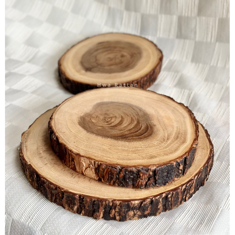 Rain tree wood log cookie slab round stump cheese board serving plate ...