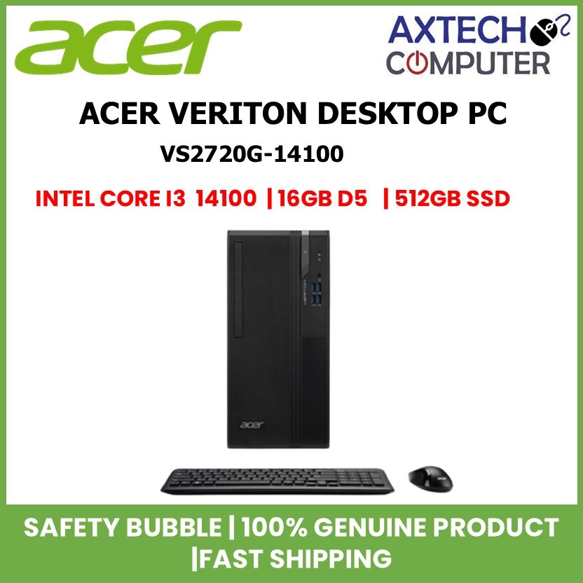 Acer Veriton 2000 VS2720G-14100 Desktop PC ( i3-14100, 8GB, 512GB SSD ...