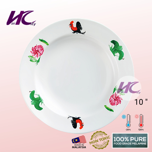 (HC) 100% Pure Melamine rooster chicken Deep plate Chicken Melamine ...