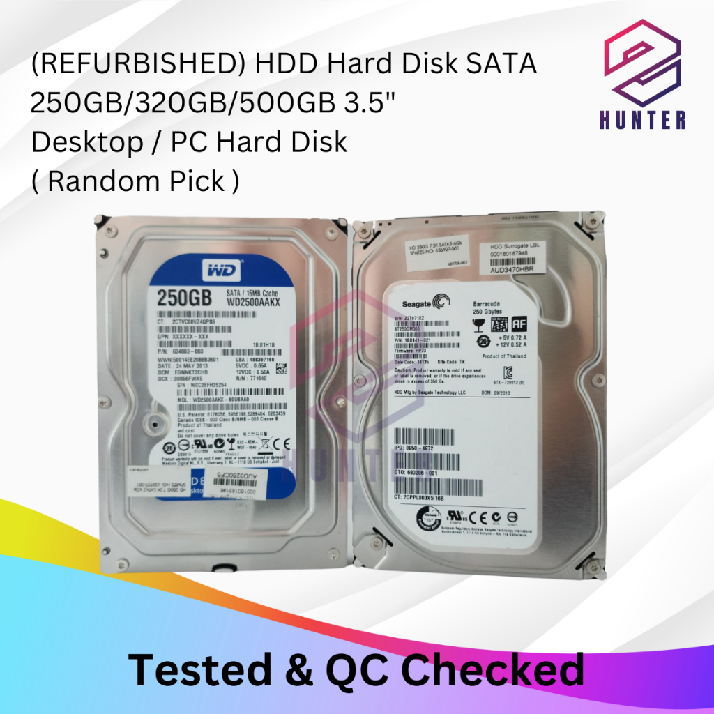 (REFURBISHED) HDD Hard Disk SATA 250GB/320GB/500GB 3.5" Desktop / PC ...