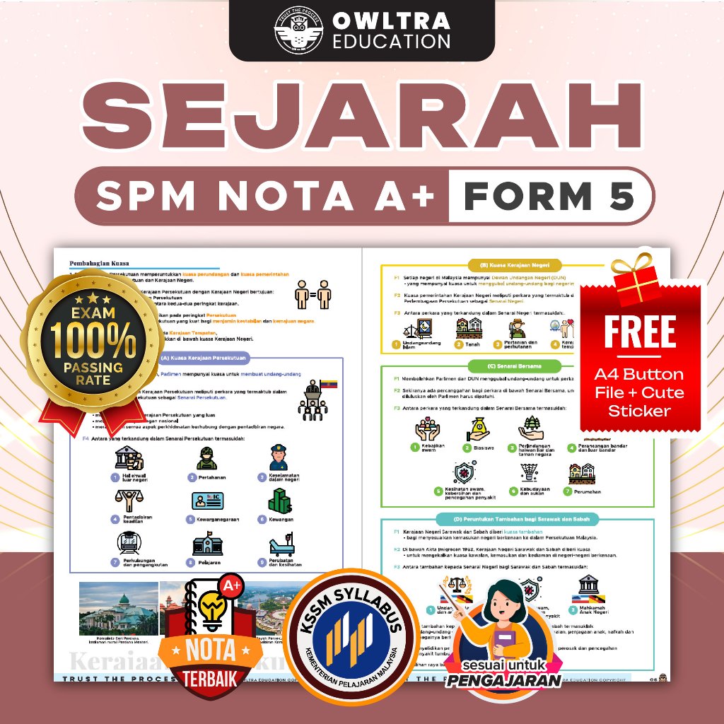 Nota Sejarah SPM Tingkatan 5 Nota A+ (Printed Note) | Shopee Malaysia