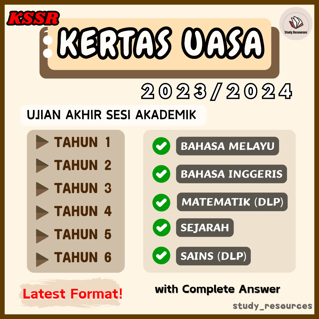 [SOFTCOPY PDF] UASA 2023/2024 Tahun 1 2 3 4 5 6 | Soalan UASA | SK & SJK | Sekolah Rendah ...