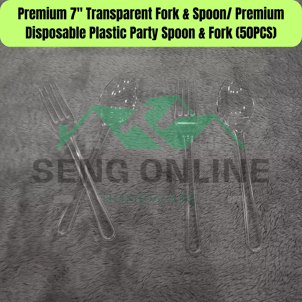 Premium 7" Transparent Fork & Spoon/ Premium Disposable Plastic Party ...
