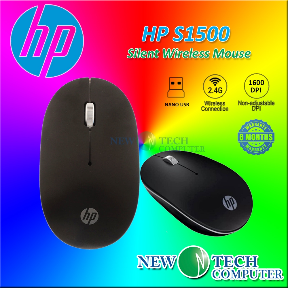 HP S1500 WIRELESS 2.4GHZ 1600 DPI SILENT MUTE MOUSE WITH USB NANO ...