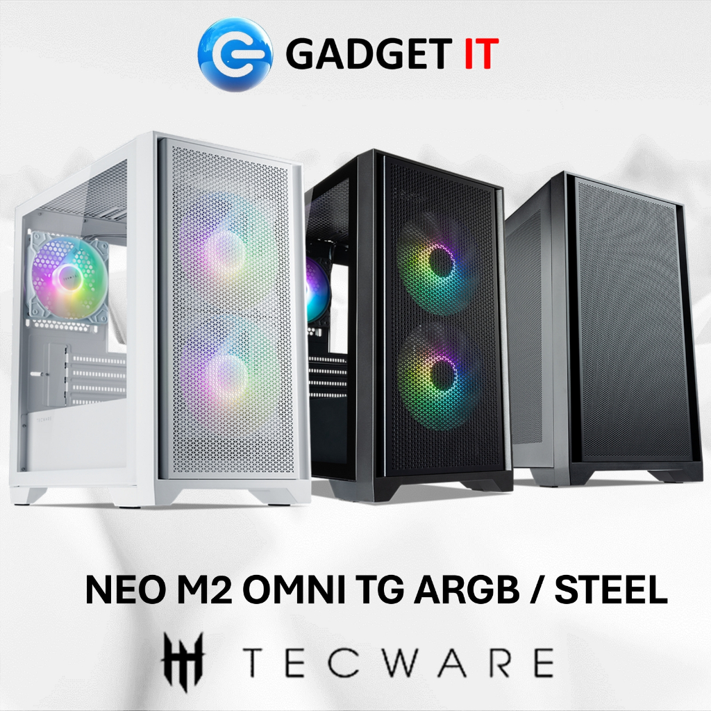 TECWARE NEO M2 STEEL / OMNI TG ARGB M-ATX PC CASE - 3 ARGB FANS ...