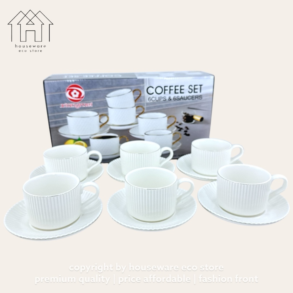 12pcs Ceramic Mug With Saucer / Cawan Seramik Cawan Set Tea Coffee Cup ...