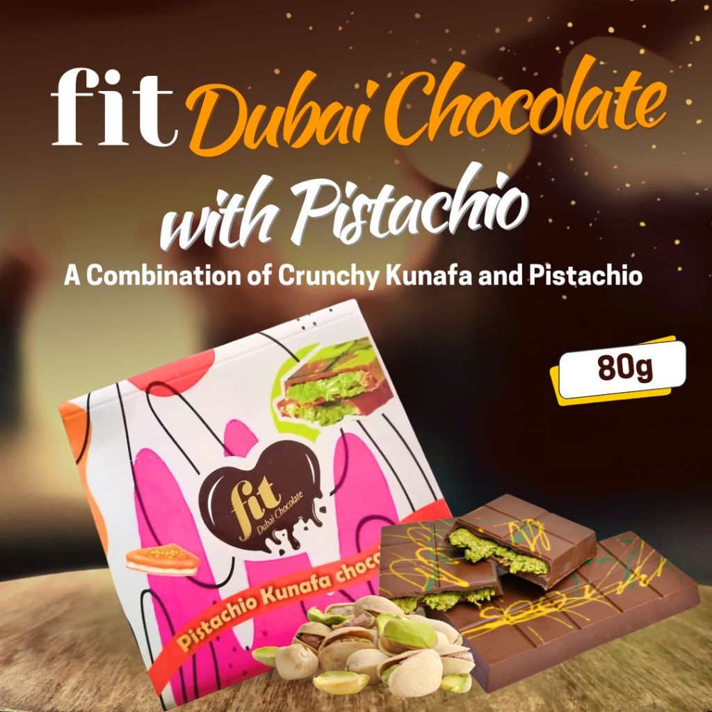FIT CHOCOLATE DUBAI 80 g, CHOCOLATE BAR VIRAL, CHOCOLATE KUNAFA / dubai ...