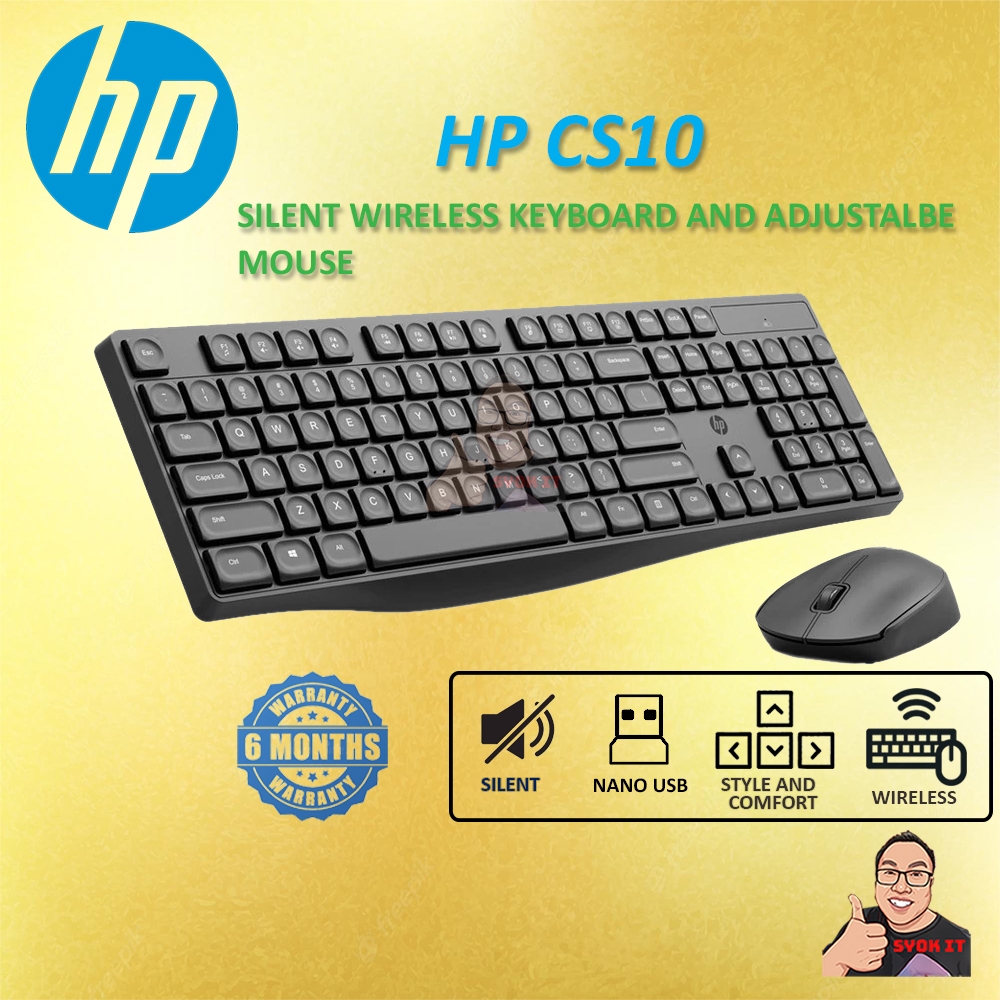Hp Cs10 2 4g Wireless Multimedia Keyboard And Mouse Combo Set With 104 Keyboard And 1600 Dpi