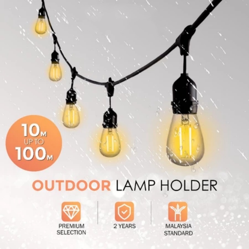 LED String Light Outdoor Lamp Holder Hanging Bulb Socket Lampu Gandung ...