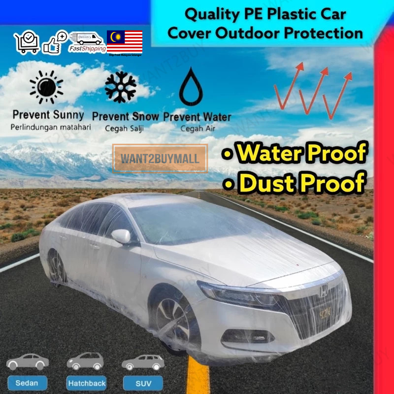 All Size Transparent Car Body Cover Waterproof PE Plastic Disposable ...