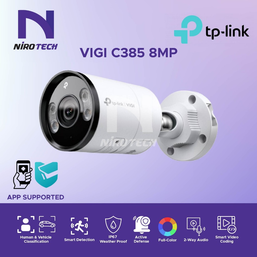 TP-LINK VIGI C385 8MP Outdoor Full-Color Bullet Network Camera (2.8mm/4mm) | Shopee Malaysia