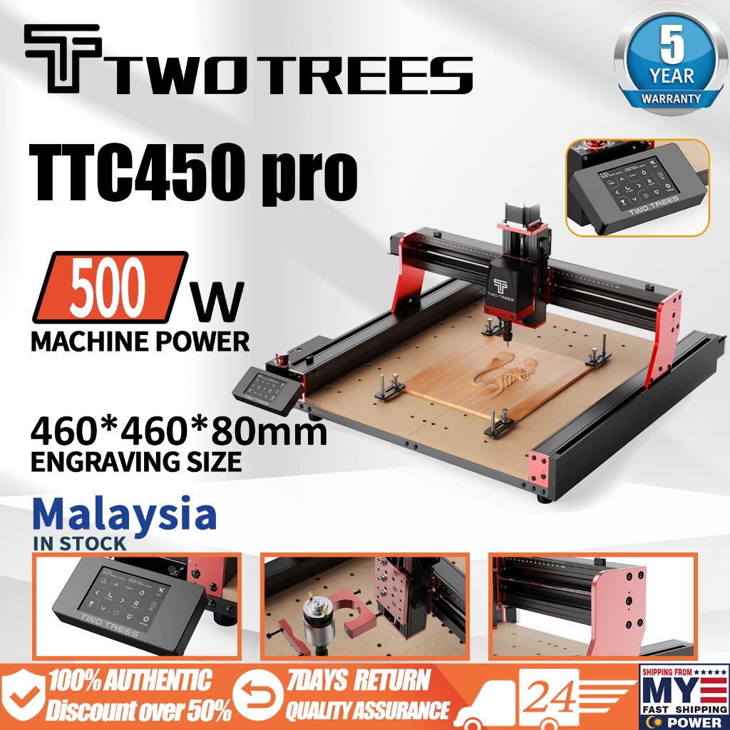 TwoTrees TTC450 PRO CNC Router Machine Laser Engraving Cutting 4 axis for wood acrylic 亚克力切割机 ...