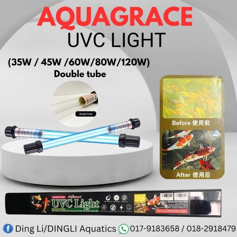 AQUAGRACE Double Tube UVC Light 45w - Water Proof, High Quality UVC ...