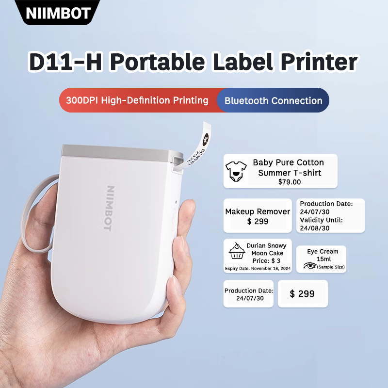 NIIMBOT D11_H New Series D11 Bluetooth Portable Thermal Printer D110 Label Sticker Price Tag No ...