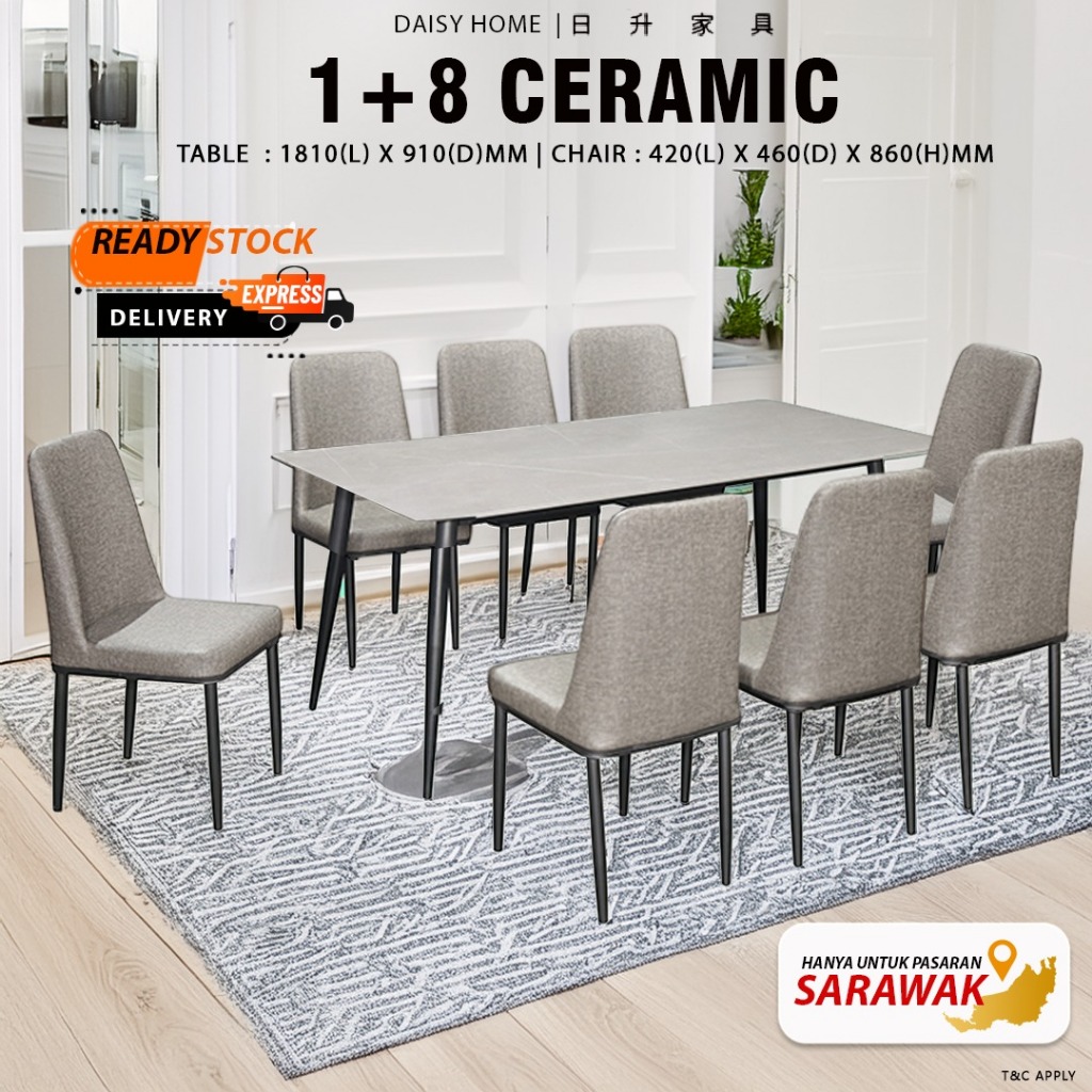 Ceramic Dining Set | 1 + 8 Dining Set | Ceramic Top Dining Table | Set ...
