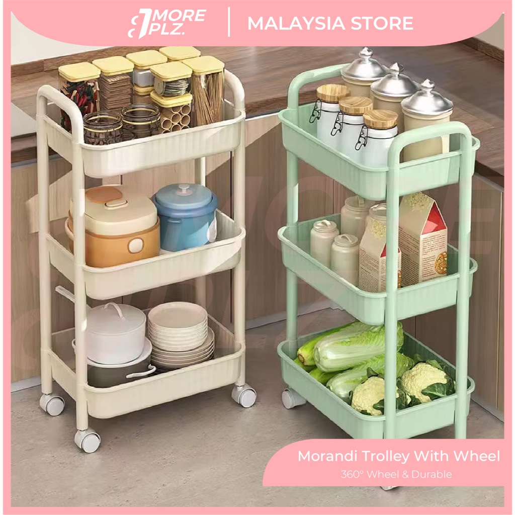 1More Plastic Trolley Shelf Multi-layer Trolley Rack Movable Storage ...